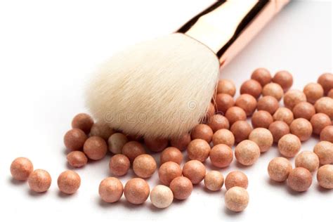 Cosmetics Blush Ball Isolated on White Stock Image - Image of applying ...