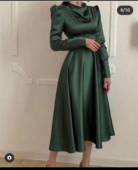 Pin on My Saves | Long sleeve satin dress, Green prom dress, Girls ...