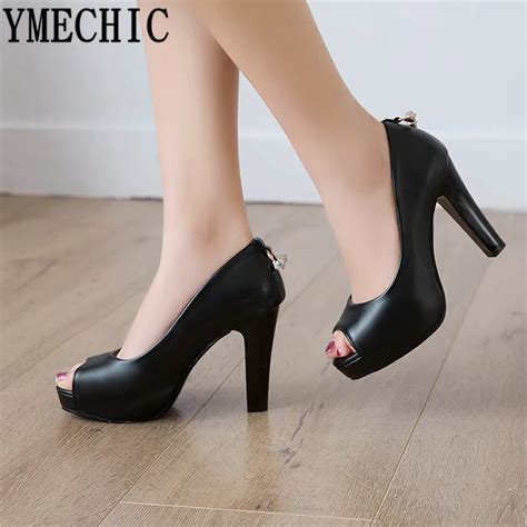 YMECHIC/лето г. открытый носок офисные черные туфли на платформе ...