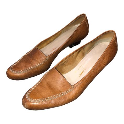 Salvatore Ferragamo Women's Brown Courts | Depop
