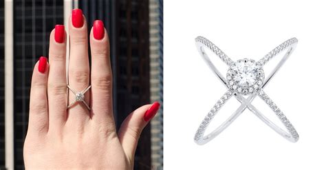 X Ring With Cubic Zirconia Stone - 3 Styles