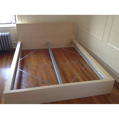Ikea Skorva Malm Queen Size Bed Frame w/ Slatted Bed Base - AptDeco