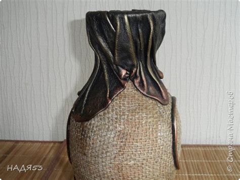 Ваза своими руками из кожи и мешковины - Russian-Handmade.com