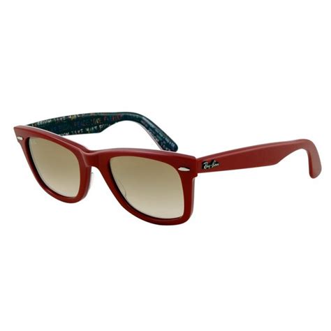 Ray-Ban RB 2140 1091-51 Wayfarer Original SPECIAL SERIES Red Black Text ...