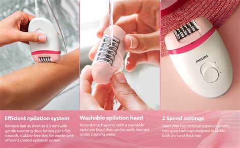 Philips BRE235/00 Corded Compact Epilator (White and Pink) for gentle ...