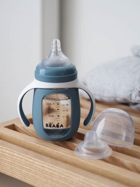 Beaba 2-in-1-Flasche/Trinklernbecher aus Glas BEABA, 210 ml in blau