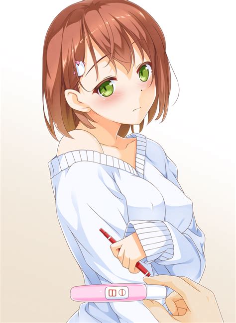 Safebooru - 1girl blush breast rest breasts brown hair closed mouth ...