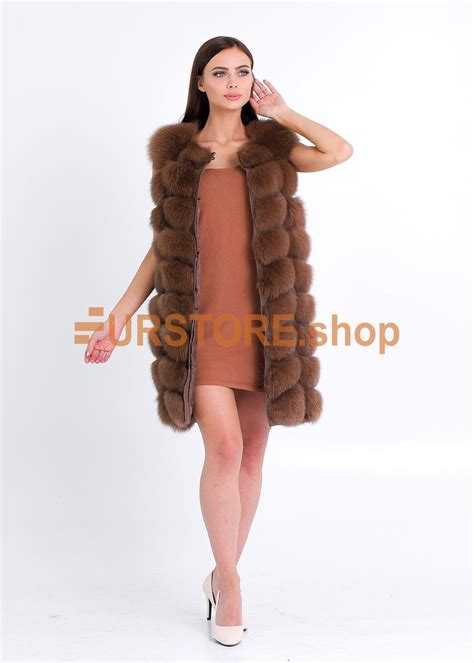 Песцовая жилетка из натурального меха цвета какао - FURSTORE.SHOP ...