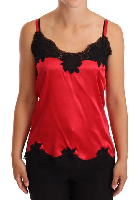 Dolce & Gabbana Red Floral Lace Silk Satin Camisole Lingerie Top | Lyst