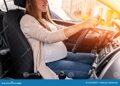 Pregnancy Driving Car. Young Beautiful Pregnant Woman Driving Car. Safety Pregnancy, Mother ...