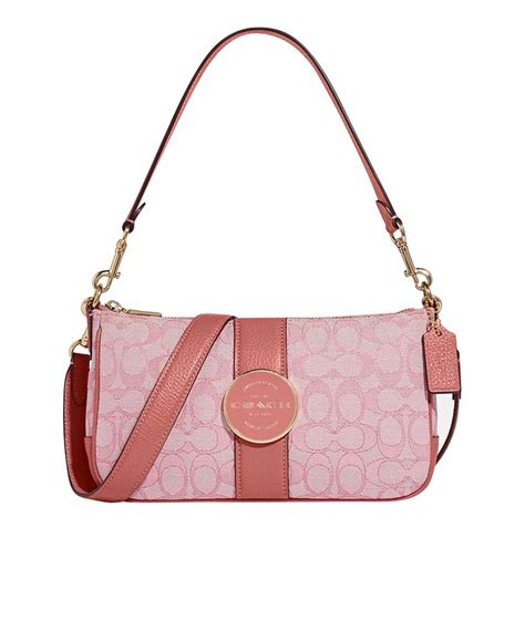 COACH Коралловая жаккардовая сумка через плечо для женщин – купить в ...