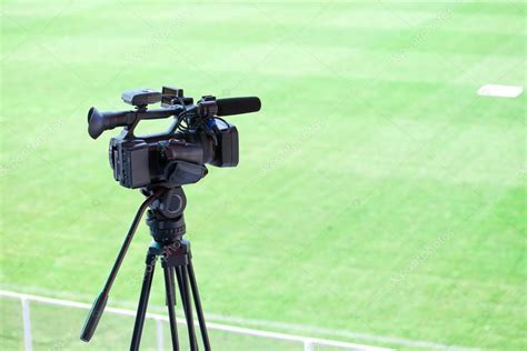 TV video camera at the soccer (football). — Stock Photo © dechevm #44347523