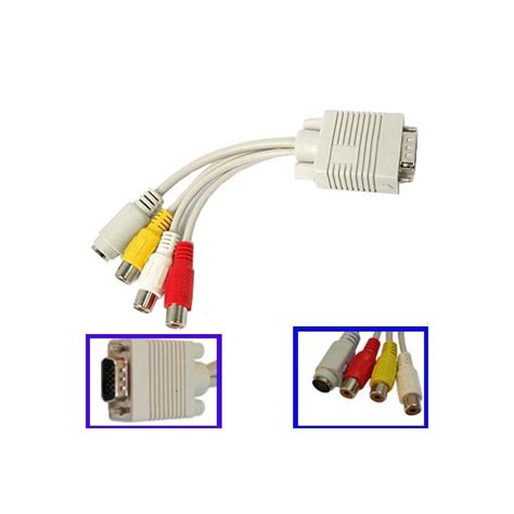 Кабель переходник с VGA на S-VIDEO+3 RCA TV AV Кабель переходник с VGA ...