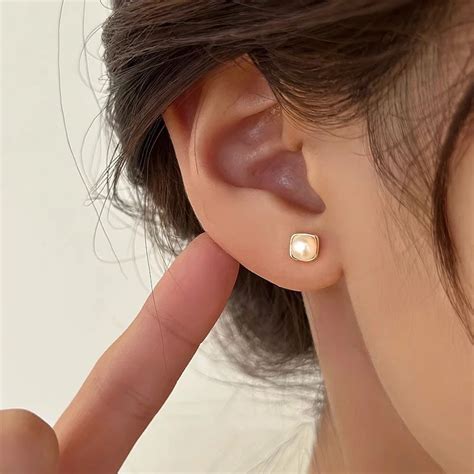 Серьги-гвоздики HYFAD из серебра с жемчугом | AliExpress