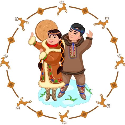 Макет "Народы Севера" 1 в стиле 2D, Люди, Персонажи на