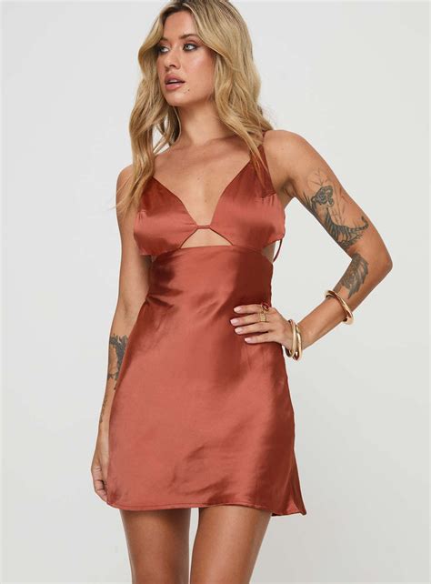 Alexo Mini Dress Rust | Princess Polly USA