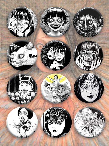 Дзюндзи Ито набор значков 12 шт 44 мм/Junji Ito/ маньяк/ коллекция ...