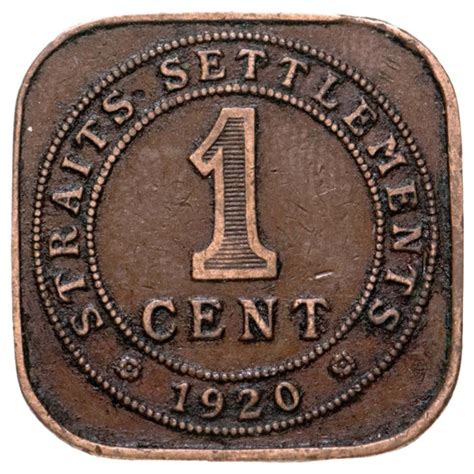 Стрейтс Сетлментс 1 цент cent 1920, Бронза, в сохранности VF - купить в ...
