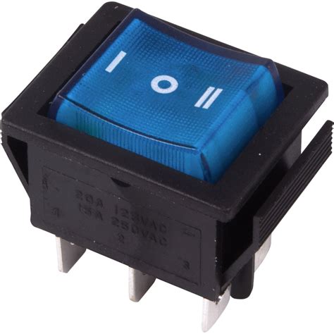 Клавишный переключатель REXANT 250v 15а (6с) on-off-on синий с ...