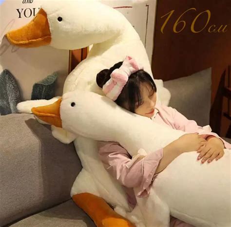 Мягкая игрушка уточка, большой плюшевый гусь, 160 см, сплюшка-обнимашка ...