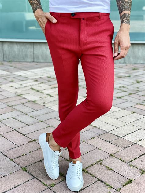 Мужские красные брюки slim fit. Арт.:2401 – купить в магазине мужской ...
