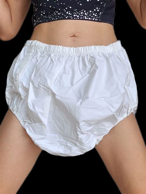 Adult Baby. White. PLASTIC PANTS. Plastic Side Snaps Left & Right. Soft ...