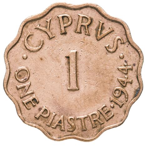 Монета Кипр 1 пиастр (piastre) 1944 стоимостью 585 руб.