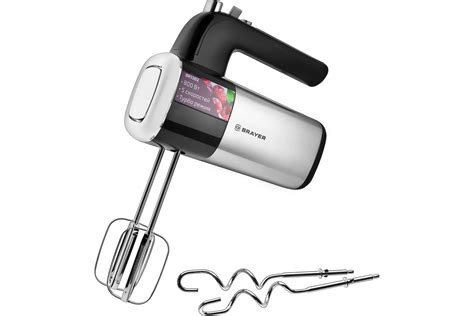 Миксер BRAYER 800 Вт, 5 скоростей режим турбо, насадки-венчики, насадки ...