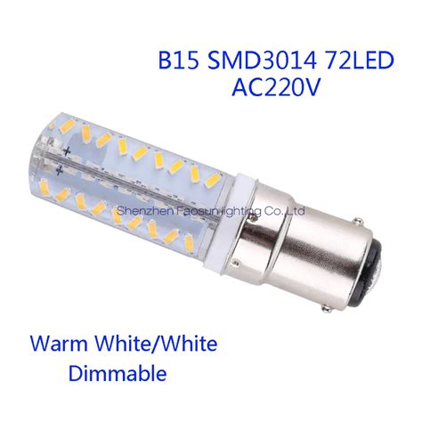 Dimmable B15 LED Bulb Lamp High Power SMD3014 72LEDs AC220V White/Warm ...