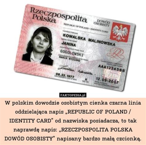W polskim dowodzie osobistym cienka