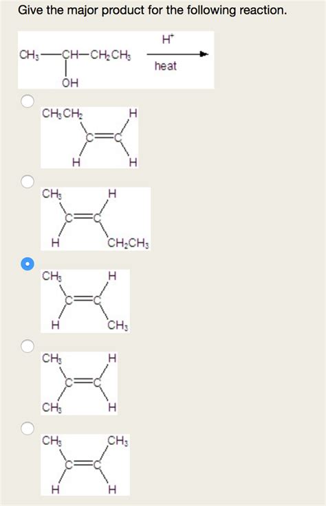 Solved Give the major product for the following reaction. | Chegg.com