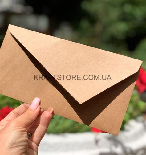 Конверт из дизайнеркского картона, DL, орех | Купить в Kraftstore