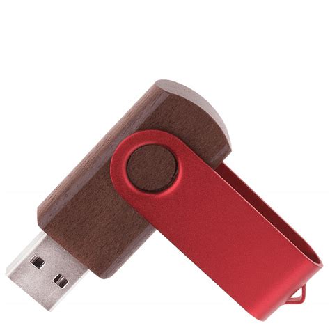 Флешка TWIST WOOD COLOR Темное дерево с красным, 16 ГБ | IKON GIFTS