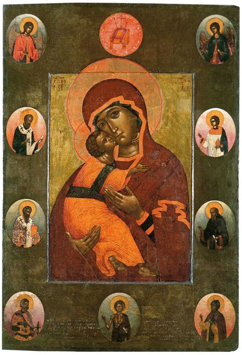 Владимирская икона Богоматери, с избранными святыми Владимиро ...