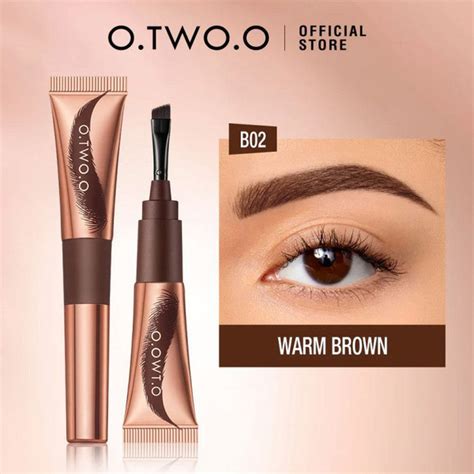 Гель для бровей O.TWO.O водостойкий скошенная кисть 02 Warm Brown ...