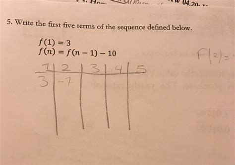 Solved Write the first five terms of the sequence defined | Chegg.com