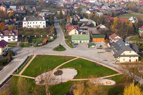 Frydman, centrum wsi. EU, Pl, Malopolska. Lotnicze. - WW153522