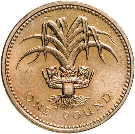 Монета Великобритания 1 фунт (pound) 1990 стоимостью 1350 руб.