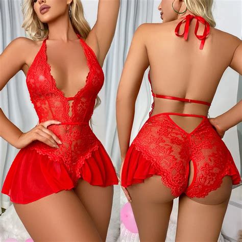 Open-Crotch-lingerie-Women-Lace-Transparent-Pajamas-Set-Sexy-Sleepwear ...