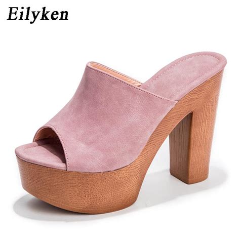 Купить Eilyken, модные новые женские тапочки на высоком каблуке с ...