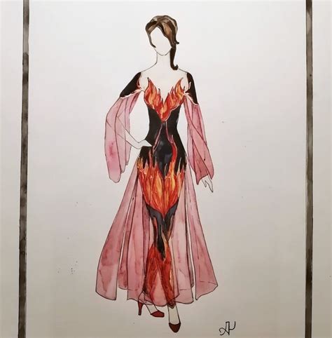 Эскиз огненного платья | Prints, Humanoid sketch, Art