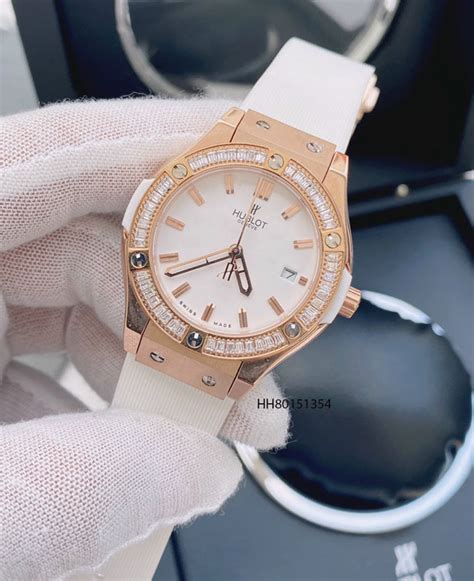 Đồng hồ Hublot Geneve Big Bang Nữ Dây Trắng viền vàng cao cấp
