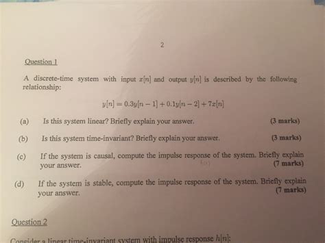 Solved A discrete time system with input x[n] and output | Chegg.com
