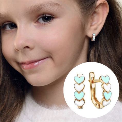 Artefakt Jewelry Детские серьги Сердечки Серебро 925 позолоченные ...