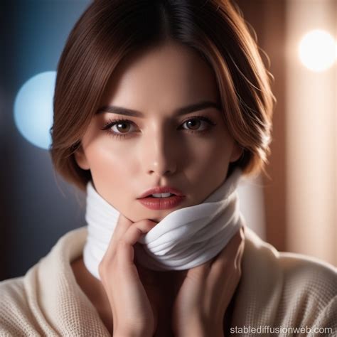 woman gagged with beautiful silk scarf Prompts | Stable Diffusion Online