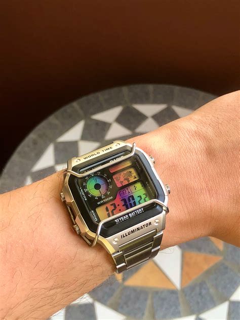 Casio Royale AE1200WHD Custom Vintage Casio Watch Rainbow Screen Metal ...