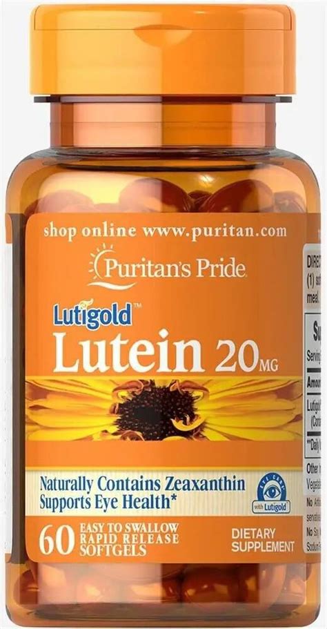 ᐉ Лютеин с зеаксантином Puritan's Pride Lutein 20 мг для улучшения ...