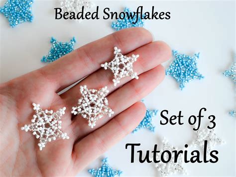 Beaded Snowflake Tutorial Set Pendant Ornament Earrings Beading ...