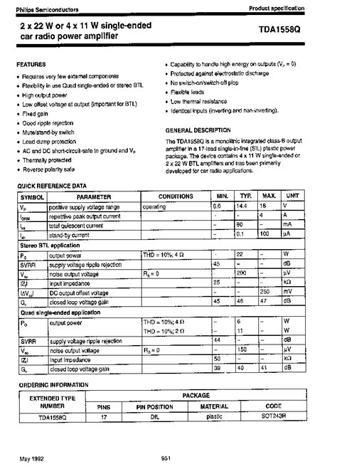 TDA1558Q_180751.PDF Datasheet Download --- IC-ON-LINE