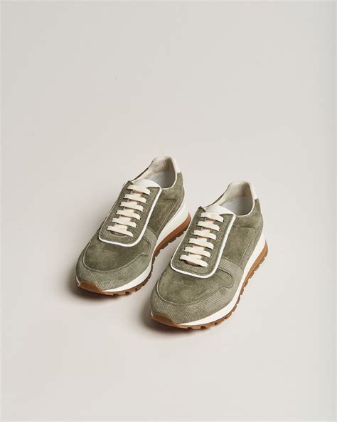 Brunello Cucinelli Perforated Running Sneakers Olive bei Care of Carl